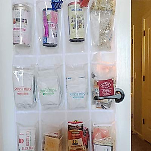 N / A Over The Door Hanging Shoes Organizer Rack 24 Pocket Pantry Organizer - Clear