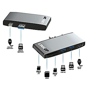 LINKUP - Surface Pro 4 Compatible SD Card Micro Memory Reader Adapter Hub | 6-in-1 Docking Station | 4K HDMI 1x SD 2X MicroSD Card Slots, 2X USB-A 3.0 Ports | Designed for Microsoft Surface Pro 4