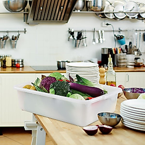 Waikhomes 4-Pack 25 L Commercial Bus Tubs Box/Tote Box, White Plastic Storage Bin