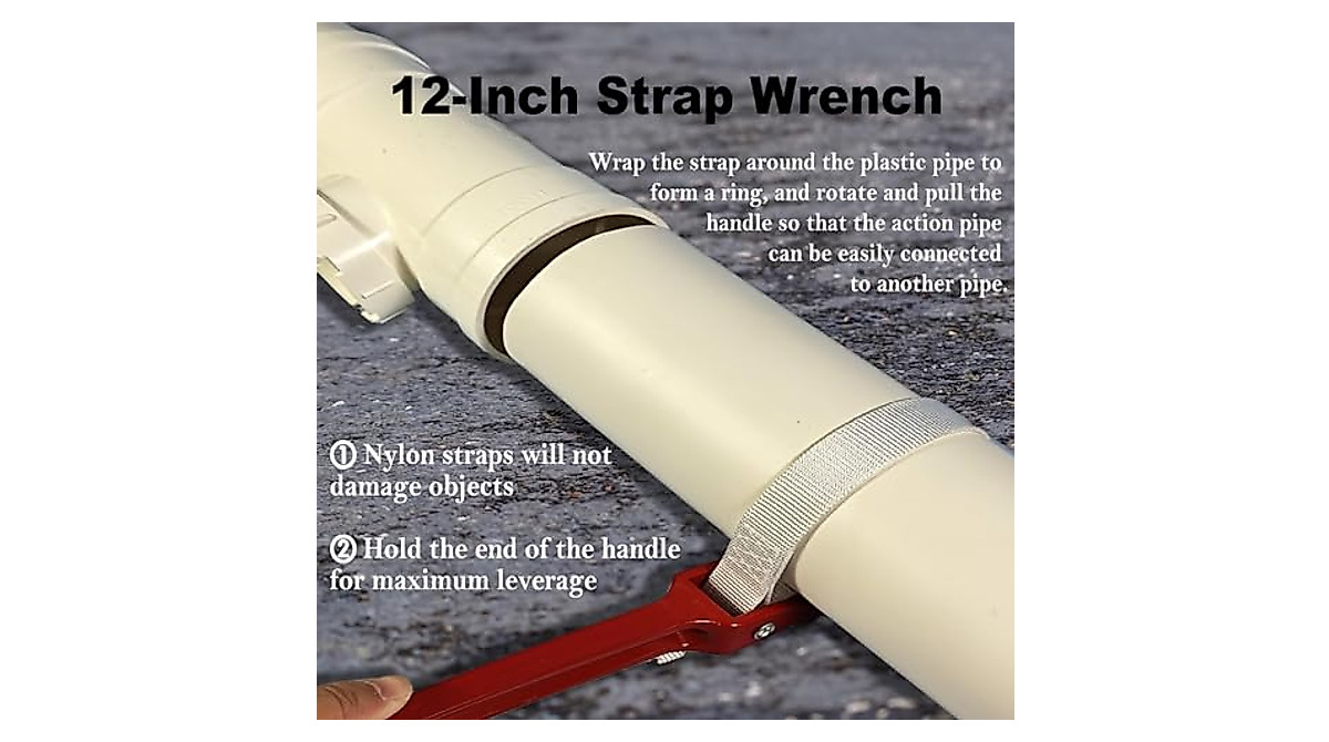 12-Inch Adjustable Pipe Strap Wrench for Versatile Use