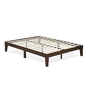 East West Furniture DNP-22-F Full Size Platform Bed with 4 Solid Wood Legs and 2 Extra Center Legs - Walnut Finish