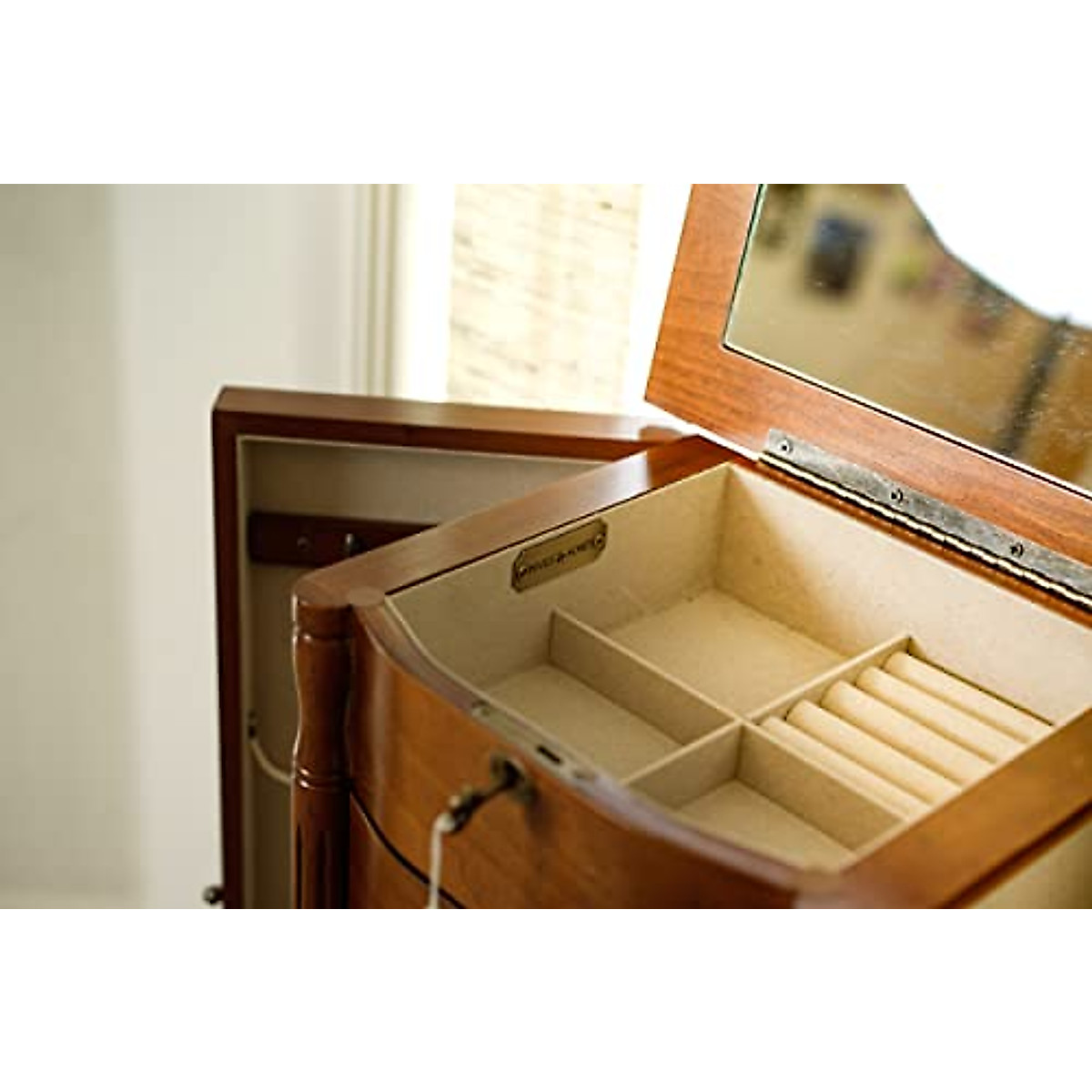 Hives and Honey Sheffield Standing Armoire Jewelry Cabinet, Walnut