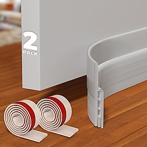 Holikme 2 Door Draft Stopper Under Door Draft Blocker Insulator Door Sweep Weather Stripping Noise Stopper Strong Adhesive, Transparent