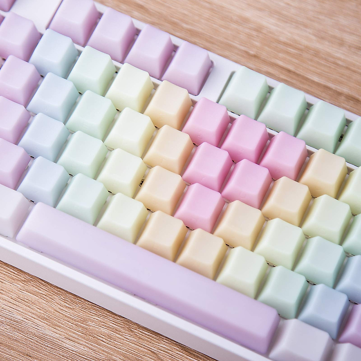 HMANE 109 Keys POM Jelly Keycaps Set, Rainbow Blank Doubleshot Translucent OEM Profile Mechanical Gaming Keyboard Keycaps for 60ï¼…/87 TKL/104/108 Cherry MX Switches (Rainbow/Side Printed)