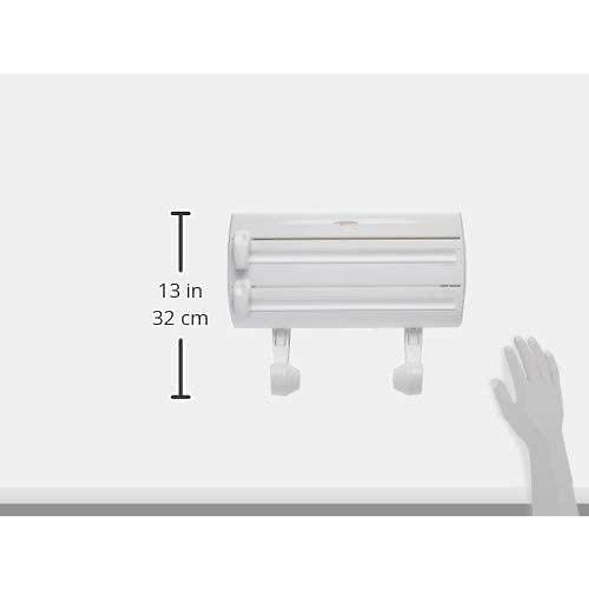 Leifheit 25771 4-in-1 Wall-Mount Paper Towel Holder | Plastic Wrap and Foil Dispenser with Spice Rack | White