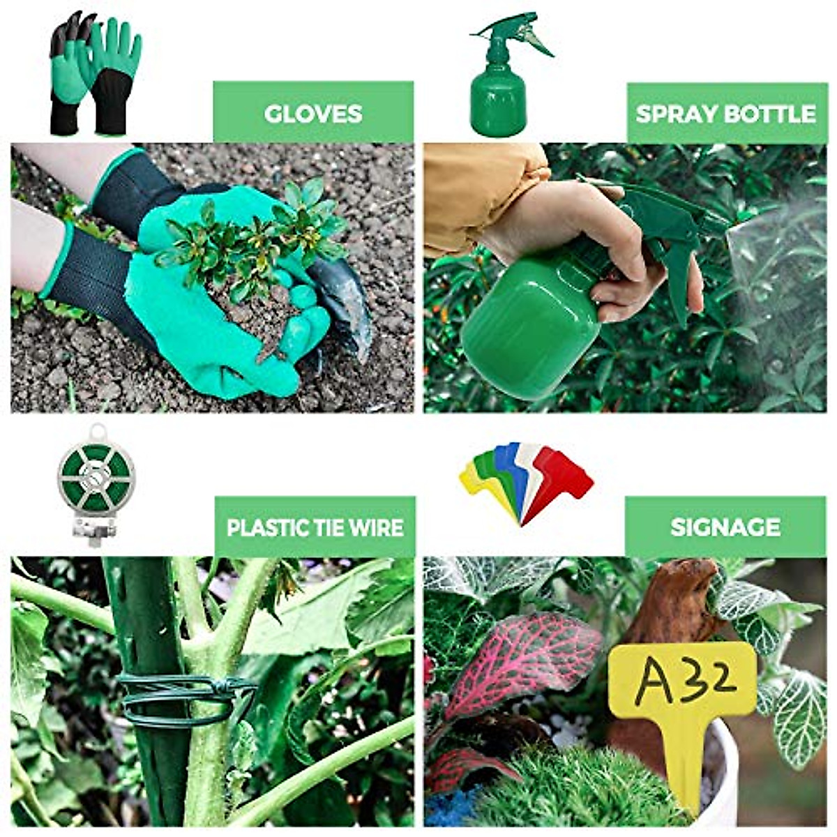 Tenozek Gardening Tool Set 11 PCS Heavy Duty Aluminum Garden Supplies Kit Gardening Gifts Basket for Women Men Gardener Beginners Garden Hand Implements with Non-Slip Rubber Handle Storage Tote Bag