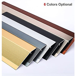 Transition Strip Metal Threshold Strip for Carpet to Floor, Black Non-Slip Edging Trim Strips for Uneven Floors/Vinyl Planks/Wood to Tile, Easy to Install
