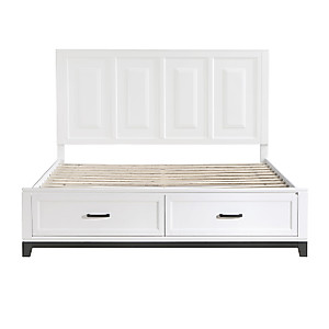 Lexicon California King Bed Frames with Headboard, Modern Bed Frame, Wood Platform Bed with Footboard Storage and Slats, No Box Spring Needed, Easy Assembly, 2-Tone Finish (White and Metallic Grey)