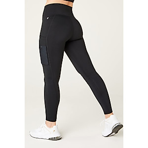 Fabletics Women's On-The-Go PowerHold® High-Waisted Legging, Maximum Compression, Flattering, M/Regular | 27, Black