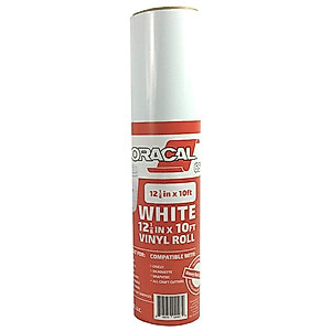ORACAL 651 Rolls of Vinyl for Cricut, Silhouette, Cameo, Craft Cutters, Printers, and Decals - Gloss Finish - Outdoor and Permanent (12.125" x 10ft, White)