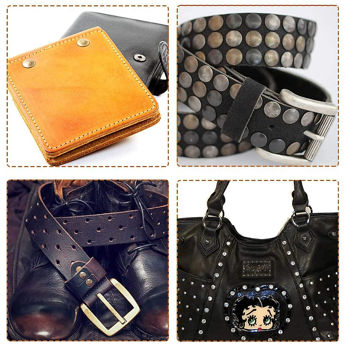 Selizo 480 Sets 4 Colors 3 Sizes Leather Rivets Double Cap Rivet Tubular Metal Studs with 3 Pieces Setting Tool Kit for Leather Craft Repairs Decoration