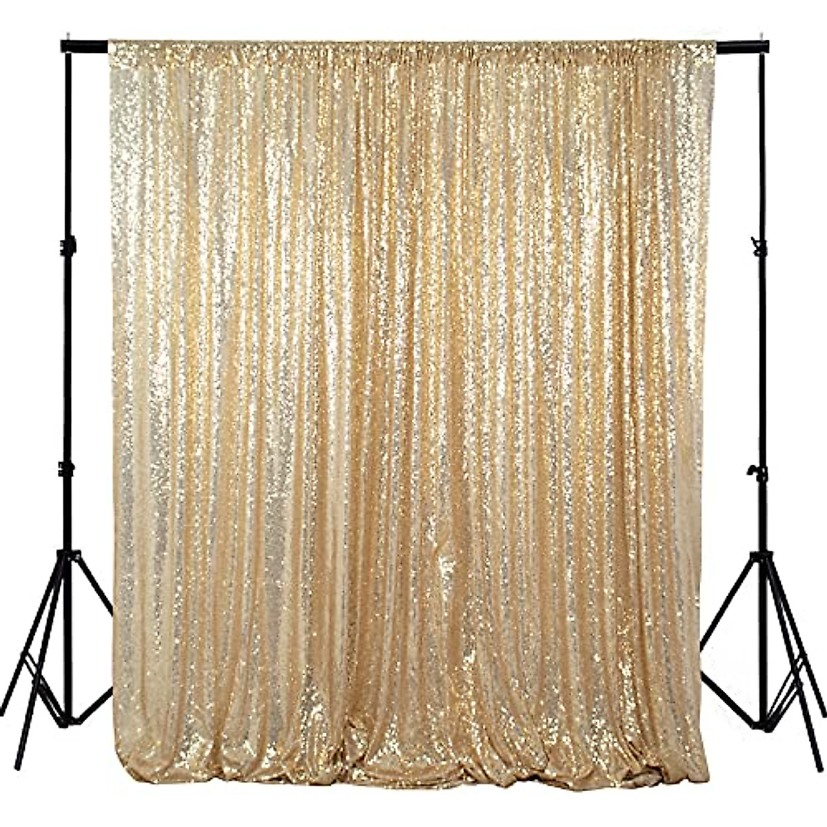 PHOTOBOOTH Backdrop -4FTx7FT-Light Gold-Sequin backdrops, Sequin Fabric,Wedding backdrops,Rust Backdrop,Sequin Curtains,Photography Backdrop (Light Gold)