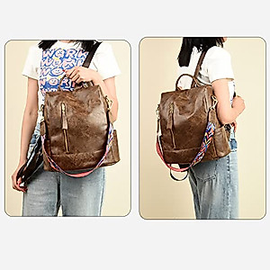 ZOCILOR Backpack Purse for Women, Stylish Leather Design, Large Capacity Travel & College Shoulder Bag, Anti-Theft Feature with Rear Zipper Opening (Camel)