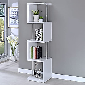 Coaster Home Furnishings Baxter 4-Shelf Bookcase White Chrome