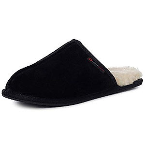 Alpine Swiss Mens Genuine Suede Memory Foam Scuff Slippers BLK 10