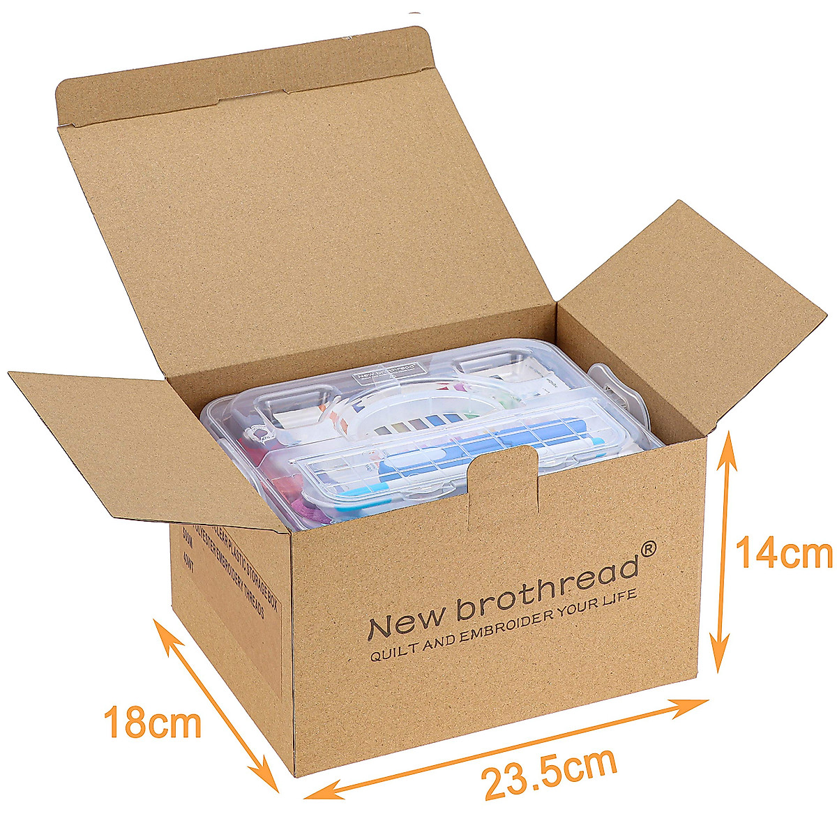 New brothread 40 Brother Colors 500m Each Embroidery Machine Thread with Clear Plastic Storage Box for Embroidery Sewing Machine
