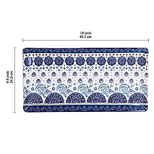 Bico Blue Talavera Ceramic 18 inch Rectangular Serving Platter, Microwave & Dishwasher Safe