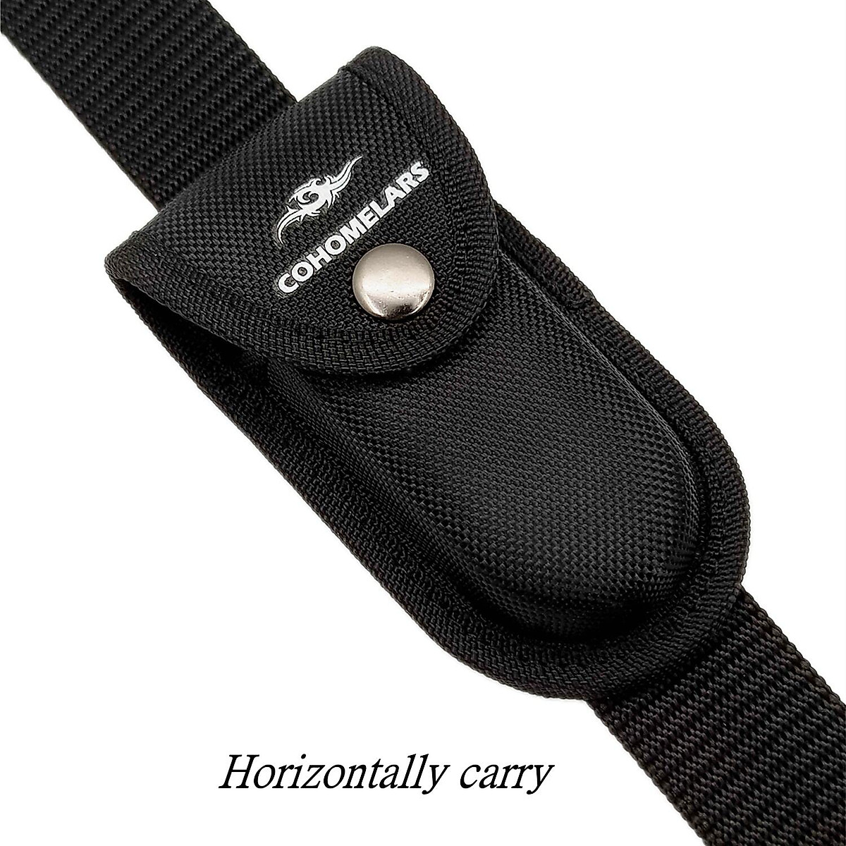 Nylon Case Belt Loop for 4''-4.25'' Multitool,Horizontally Carry Knife Sheath for 4.25''-4.5'' Wide Folding Pocket Knife,Nylon Pouch for Leatherman,Knife Holder Holster Black (Small Size) COHOMELARS