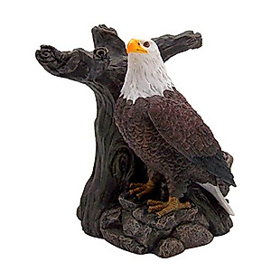 Bald Eagle Statue Wine Bottle Holder with Two Wine Glasses, Kitchen Decor, 8.5 Inch
