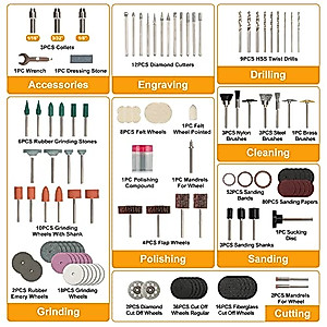 Hoteche 276Pcs Rotary Tool Accessories Kit 1/8-Inch Shanks Universal Accessories Kit Power Rotary Tool Accessries for Carving, Polishing, Sanding, Cutting with Carrying Case
