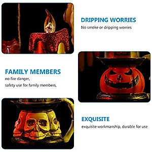 OSALADI Halloween Flameless Candles 2pcs Halloween Candles Flameless Votive Candles Skull Pumpkin Candle Lamp Flameless Tea Light for Bar Home Garden Halloween Snow Globe
