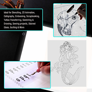 U.S. Art Supply Lightmaster 24.3" Diagonal Professional (A3) 12"x17" LED Lightbox Board 12-Volt Super-Bright Ultra-Thin 3/8" Profile Light Box Pad Dimmable - Measuring Overlay Grid & Circle Template