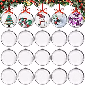 20 Pack Clear Plastic Fillable Ornaments,5cm Christmas Ornament Balls for Crafts Fillable,Transparent DIY Fillable Acrylic Crafts Ball Kit for Christmas,Wedding,Party and Home Decoration Ornaments