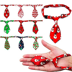 JpGdn 20PCS Christmas Small Dog Neckties Xmas Ties Bulk for Small Medium Girl Boy Puppy Doggy Kitten Bunny Rabbit Adjustable Pet Ties Grooming Costumes Accessories for Festival Holiday