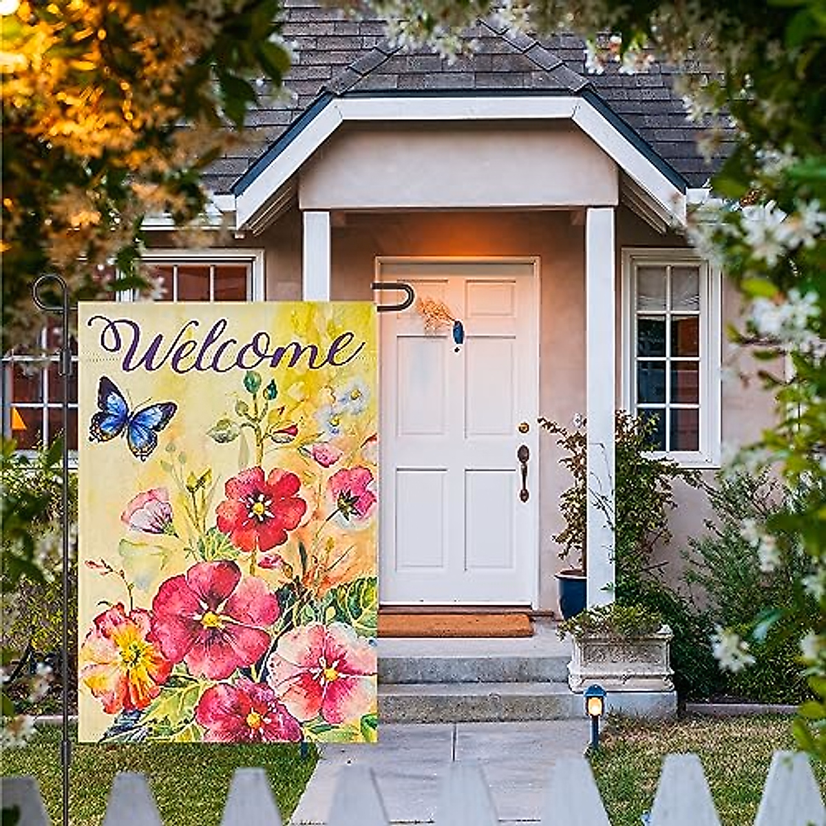 Vigor Home Butterfly Flowers Florals Garden Flag,Blackout 12x18 Inch Double Sided,Vertical Welcome Garden Flags For All Seasons, Outdoor Home Patio Yard Flag Farmhouse Decorations