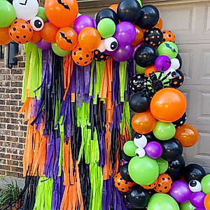151PCS Halloween Balloon Arch Garland Kit, Black Orange Green Purple Balloons with Mylar Pumpkin Bat Ghost BOO Foil Balloon for Kids Home Halloween Background Birthday Party Decorations Supplies