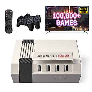 Lutonvia Retro Gaming Console Super Console Cubex3 Built-in 100000+ Games, EmuELEC4.5/Android 9.0/CoreE 3 System in 1, Video Game Console S905X3 Chip, Emulator Console for 8K UHD Output (256G)