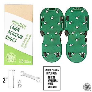 Punchau Lawn Aerator Shoes w/Metal Buckles and 3 Straps - Heavy Duty Spiked Sandals for Aerating Your Lawn or Yard