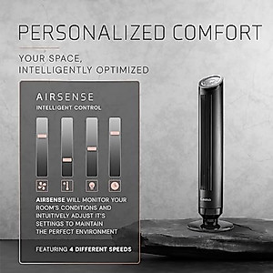 Lasko Ascend 36" Tower Fans for Home, 29 ft/s Airflow, Quiet 29dB on Low, 90° Oscillation, 12 Hour Timer, Air Filter for Hair & Dust, Remote, Black, OST100