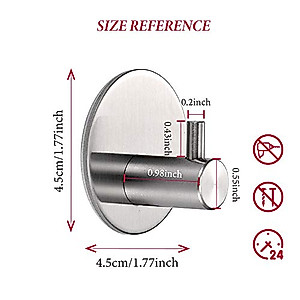 Grelity 4 Pack Round Adhesive Hooks, Super Strong Heavy Duty Stainless Steel Hooks, No Drill No Screw，Self AdhesiveWall Mounted Hanger for Key Robe Coat Towel (Silver 02)