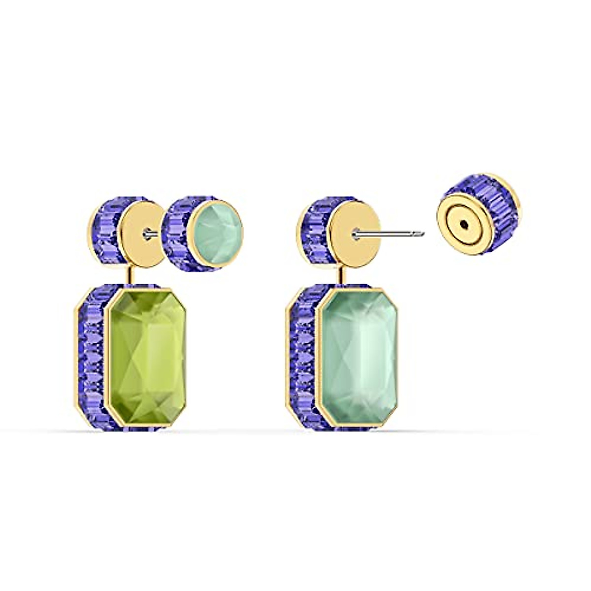 SWAROVSKI Chroma Asymmetrical Reversible Drop Earrings, Multicolored Crystals on a Gold-Tone Finish Setting, Part of the Swarovski Chroma Collection