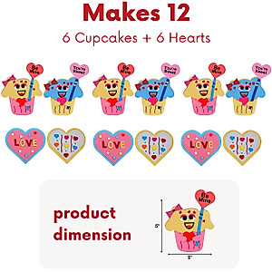 4E's Novelty Valentines Crafts for Kids Foam (Makes 12) Magnet Cupcake & Heart Cookie Kit Valentines Day Crafts for Kids Bulk for Classroom Home Activity