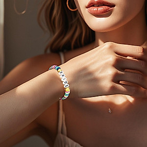 EYXVKT 12 PCS Team Bride Bracelets Bachlorette Party Favors Polymer Clay Letter Beaded Bracelet For Wedding Bridal Shower Engagement Party(Colorful)