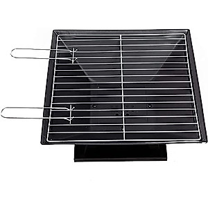 Magshion 2in1 18.5in Small Steel Wood Burning Fire Pit with Cooking Grate Square BBQ Grill Brazier Firepit Fire Bowl Fire Poker Backyard Patio Camping