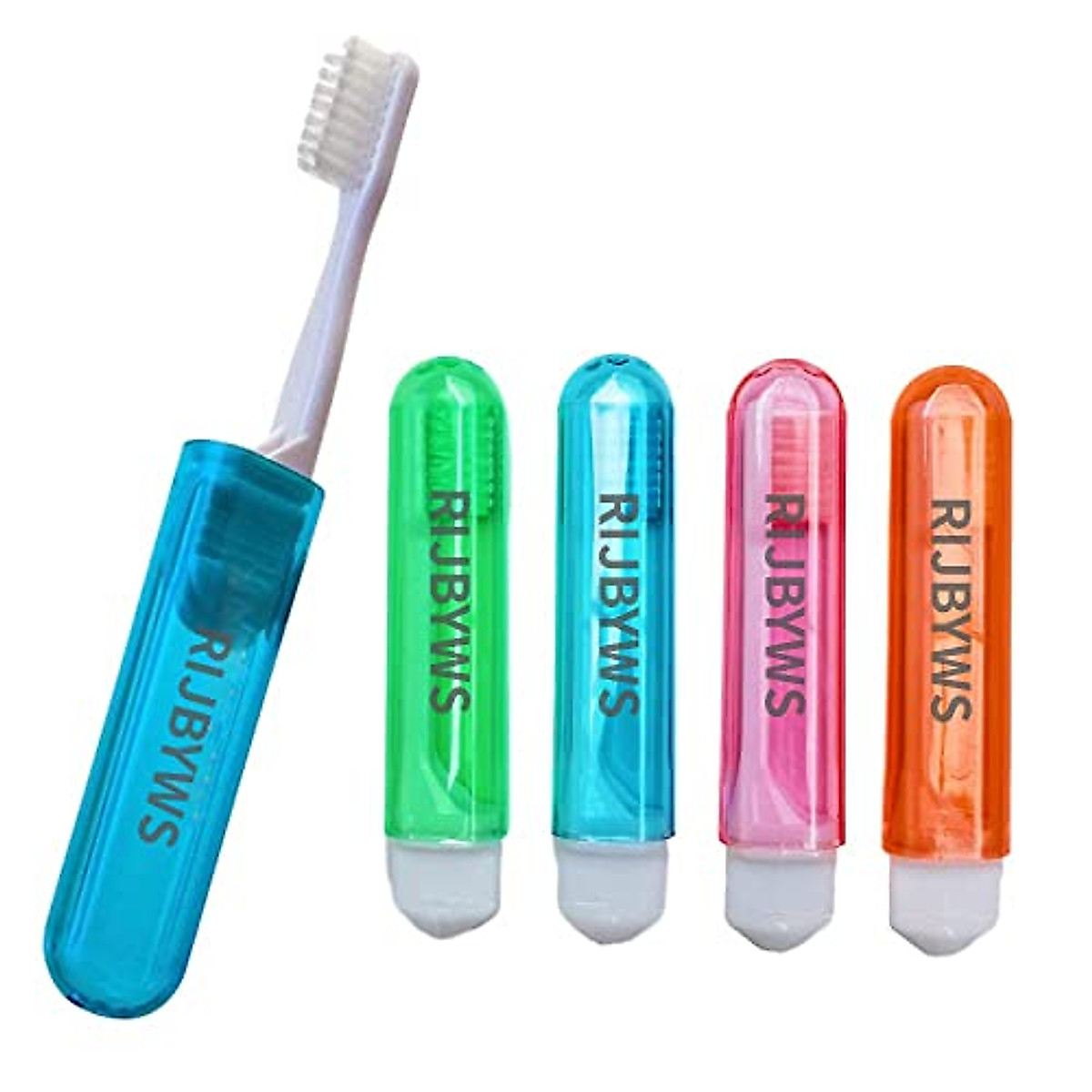 RIJBYWS 4PCS MINI Travel Toothbrushes, On Fhe Folding Toothbrushes [non-electric], Does Not Hurt The Gums,Suitable for Travel, Camping, School, Home (3.9 inches after folding)