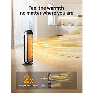 Dreo Space Heater for Indoor Use, 25" 11.5ft/s Fast Electric Heater with Remote and Thermostat, 3 Modes, Overheating & Tip-Over Protection, Portable Heater for Large Room, Bedroom, Office, Gold