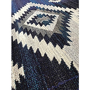 Expressions South West Native American Indian Runner Area Rug Turquoise Beige Grey Blue Purple Storm Blue Design 1033 (2 Feet 2 Inch X 7 Feet)