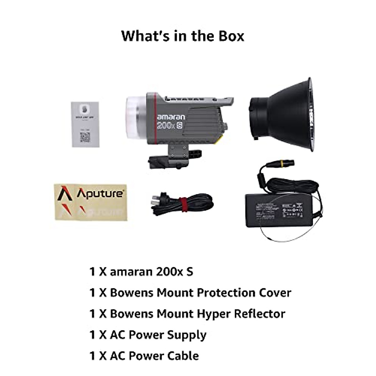 amaran 200x S 200W Bi-Color LED Video Light, 2700-6500k CRI95+, TLCI98+ Bluetooth App Control 9 Built-in Lighting Effects DC/AC Power Supply Bowens Mount Silent Fan (amaran 200xS)