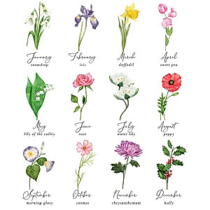 Personalization Universe Birth Month Flower Personalized Farmhouse Candle Jar, Customizable with Name, Date, and Birth Flower, Lakeside Rain Scent, 50-60 Hours Burn Time, Made in USA, for Women