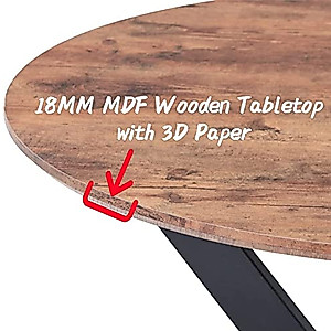 NIERN Round Dining Table with Chromed Legs,31.5 Inches Modern Kitchen Table for Kitchen Dining Room (Brown)