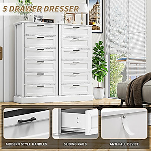 biukpci Tall White 6 Drawer Dresser, Wood Vertical Chest of Drawers for Bedroom, 55" H Modern Lingerie Dressers for Closet, Living Room, Hallway and Home Office