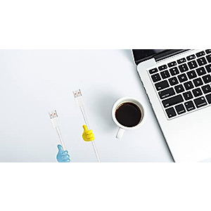 Silicone Thumb Hook - 12pcs Creative Self-Adhesive Wall Hooks for Can Store Keys, Data Cable, Headphone Cable, No Punching（White）