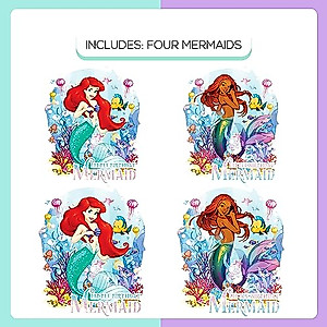 Mermaid Birthday Iron on Transfer for Family Members Shirts - Print Matching Tees Shirt Silhouette Heat Decal Vinyl Patches Applique for Birthday Party Decoration Supplies Matching Girl HTV