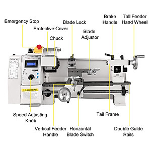 VEVOR Mini Metal Lathe 8"x14", Mini Lathe Machine 2250 PRM Variable Speed Change,Precision Mini Lathe 600W Metal Working Lathe, Small Metal Lathe, Milling Machine for Various Types of Metal Turning