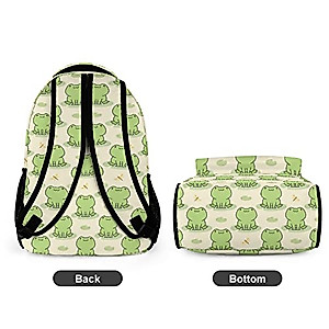Qwalnely Frog Cute Backpack, Waterproof Frog Laptop with Durable Shoulder Straps