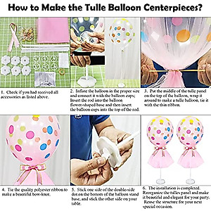 Elecrainbow 6 Pack Tutu Tulle Balloon Centerpieces Set with Rose Gold Confetti Balloons for Women Girl Birthday Wedding Engagement Bridal Shower Bachelorette Party Table Decorations,44 Units